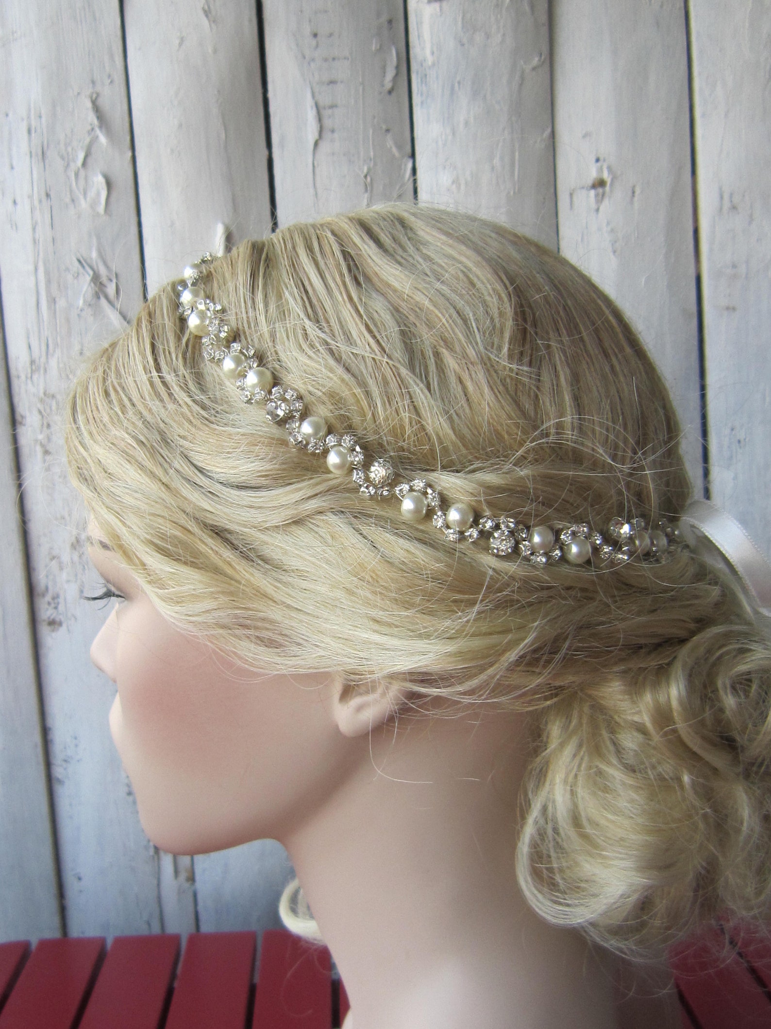 Bridal Headband, Pearl Bridal Headband, Rhinestone Wedding Headband ...