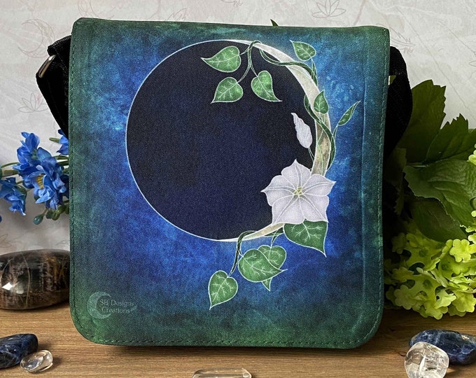New Moon Shoulder Bag, Moonflowers Moon Magic, Moon Child Bag, Witch ...