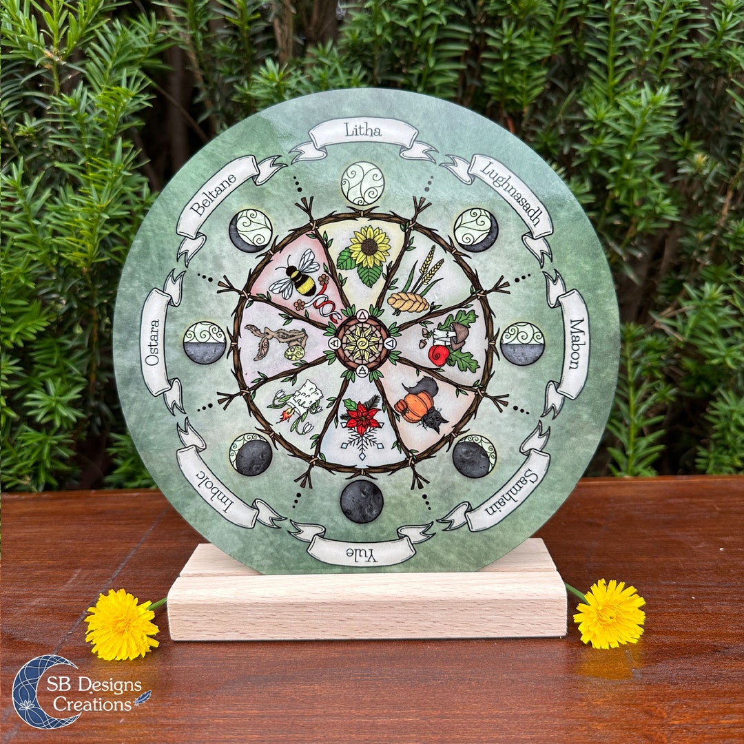 Wheel of the Year Altar Decor Green, Witch Home Decoration, Pagan ...