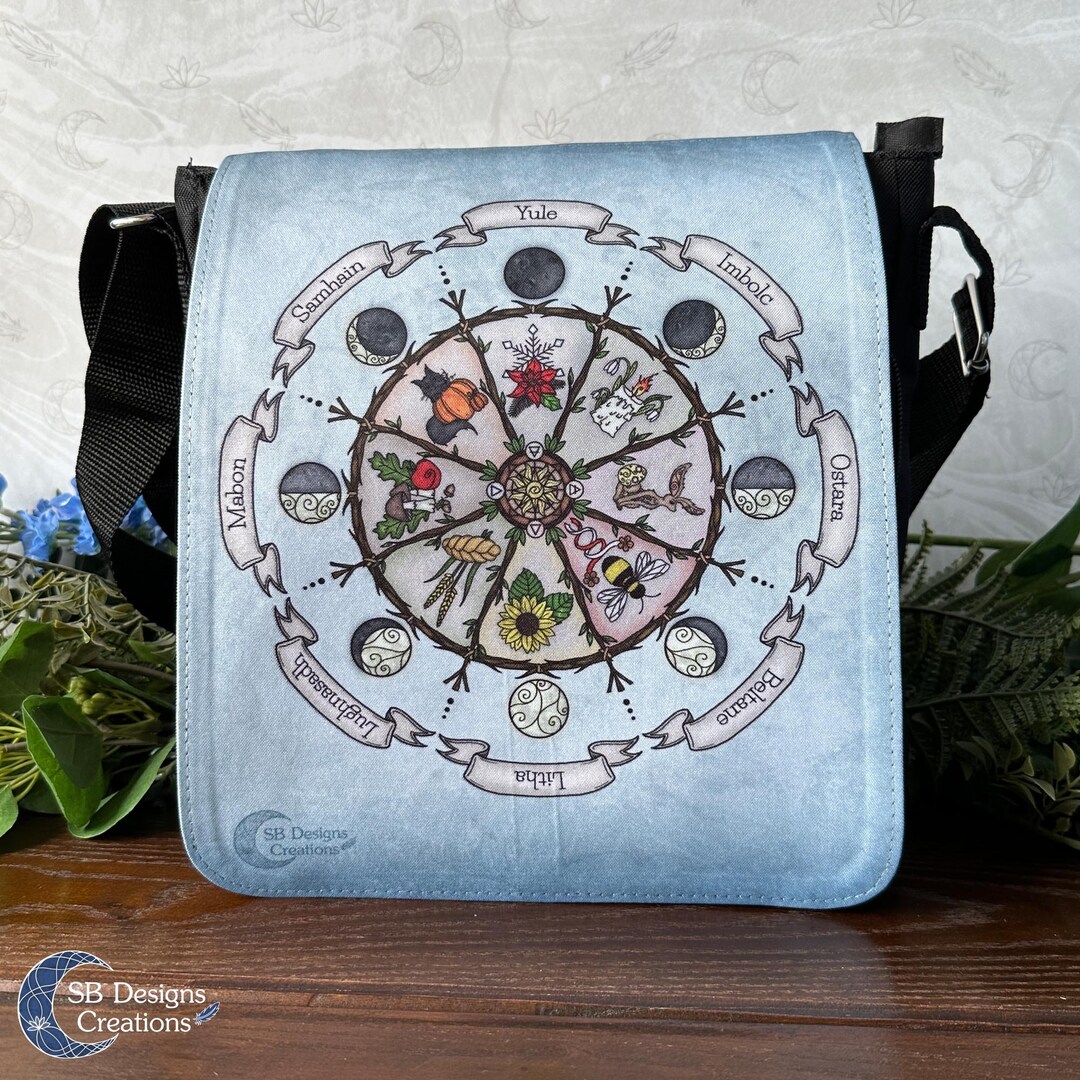 Pagan Shoulder Bag, Wheel of the Year Blue Shoulder Bag, Witchy Vibes ...