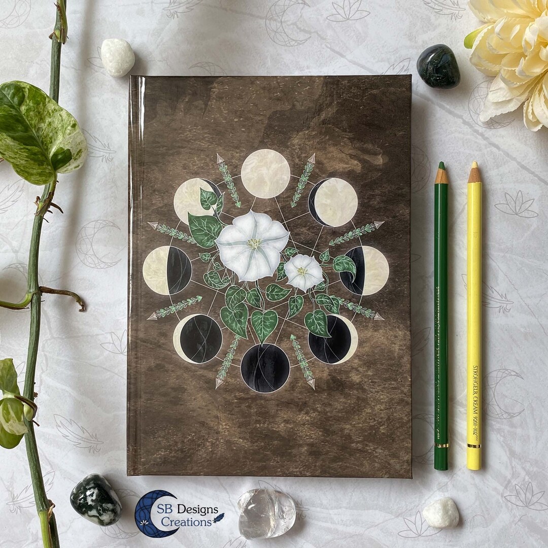 Moon Cycle Journal A5 | Brown Notebook Hardcover | Moon Phases BOS Moon ...