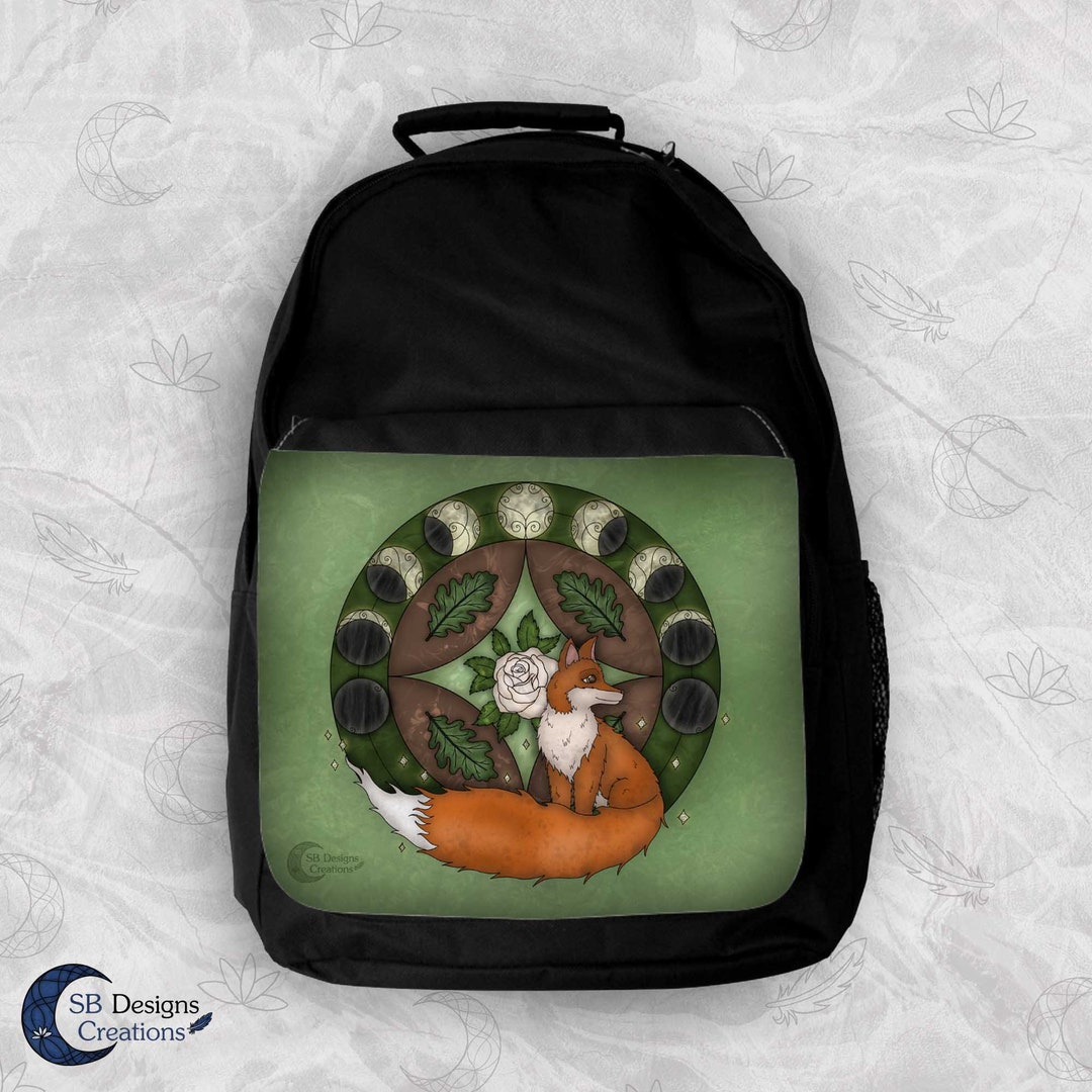 Fox Animal Spirit Moon Phases Backpack, Spiritual Art, Animal Fantasy ...