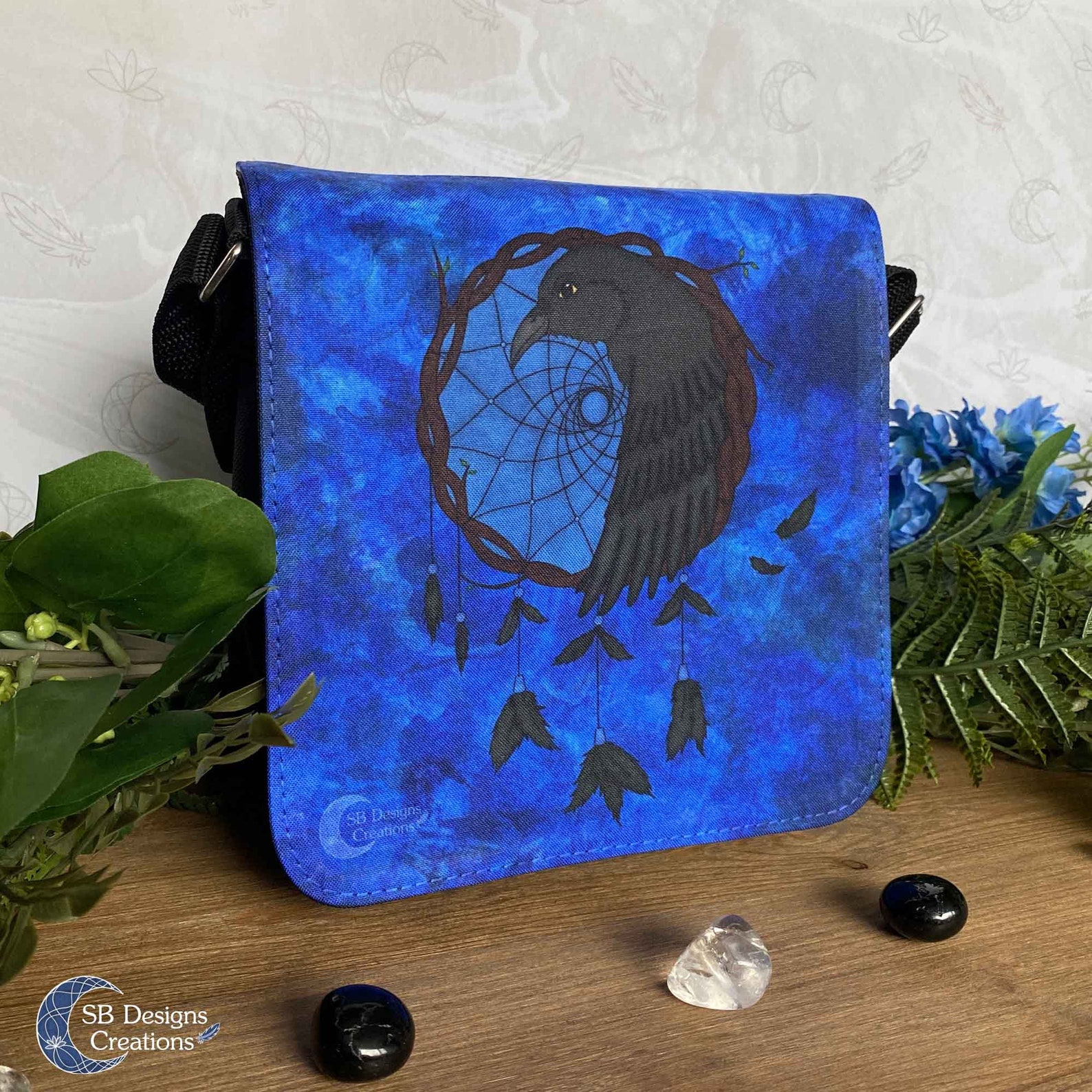 Raven Dream Catcher Bag | Fabric Shoulder Bag | Fantasy Art Raven ...