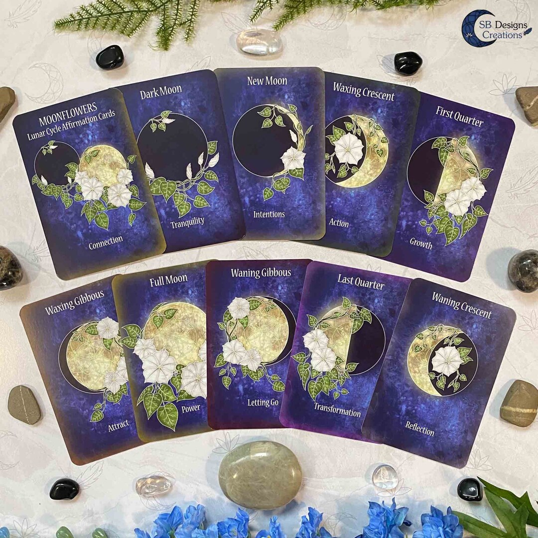 Moonflowers Moon Affirmation Cards | English Affirmation Set| Moon ...
