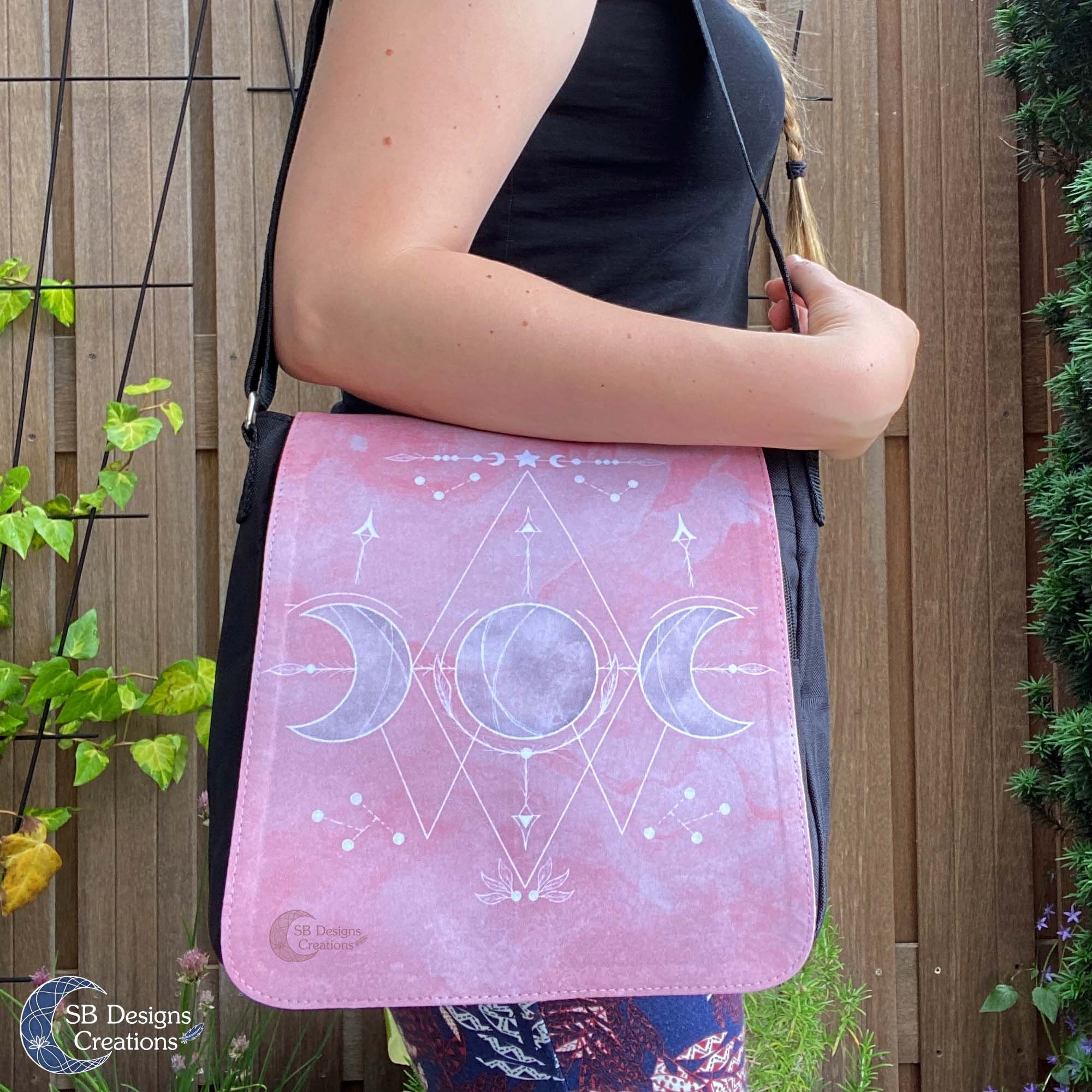 Triple Moon Shoulder Bag Pink Witch Pagan Bag Moon Magick | Etsy
