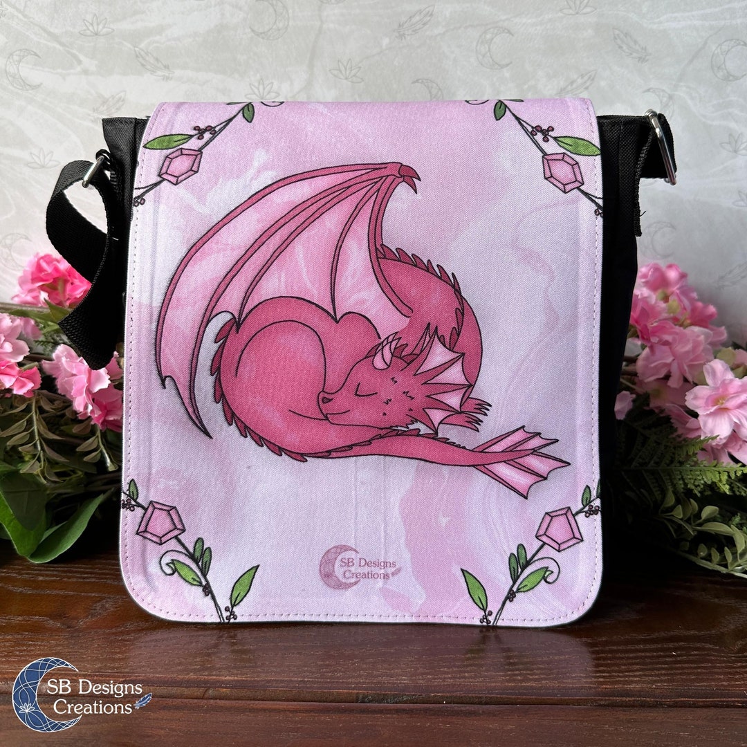 Baby Dragon Shoulder Bag, Pink Dragon Art, Fantasy Shoulder Bag, Bag ...