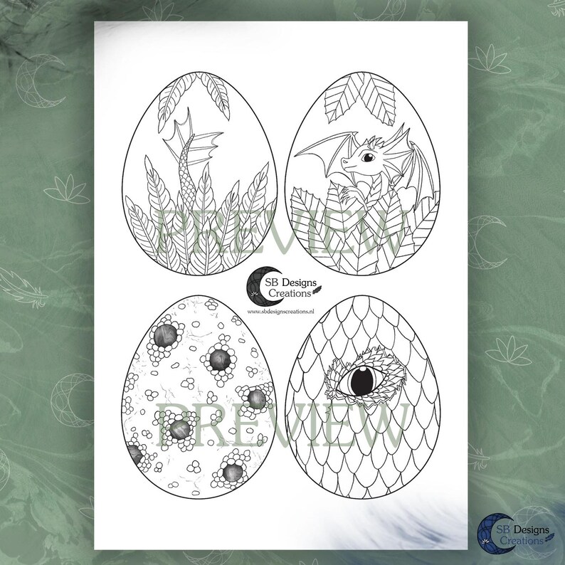 Dragon Egg Ornaments Coloring Page Easter Coloring Pages | Etsy