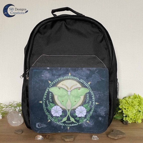 Luna Moth Backpack Black Spirit Animal Art Lunar Moth | Etsy