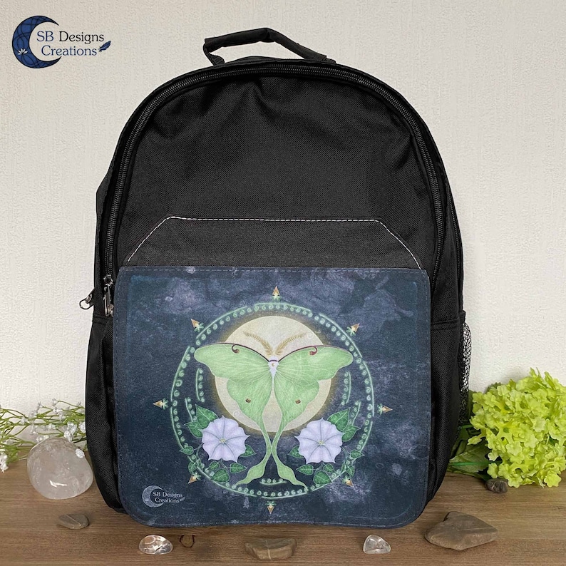Luna Moth Backpack Black Spirit Animal Art Lunar Moth | Etsy