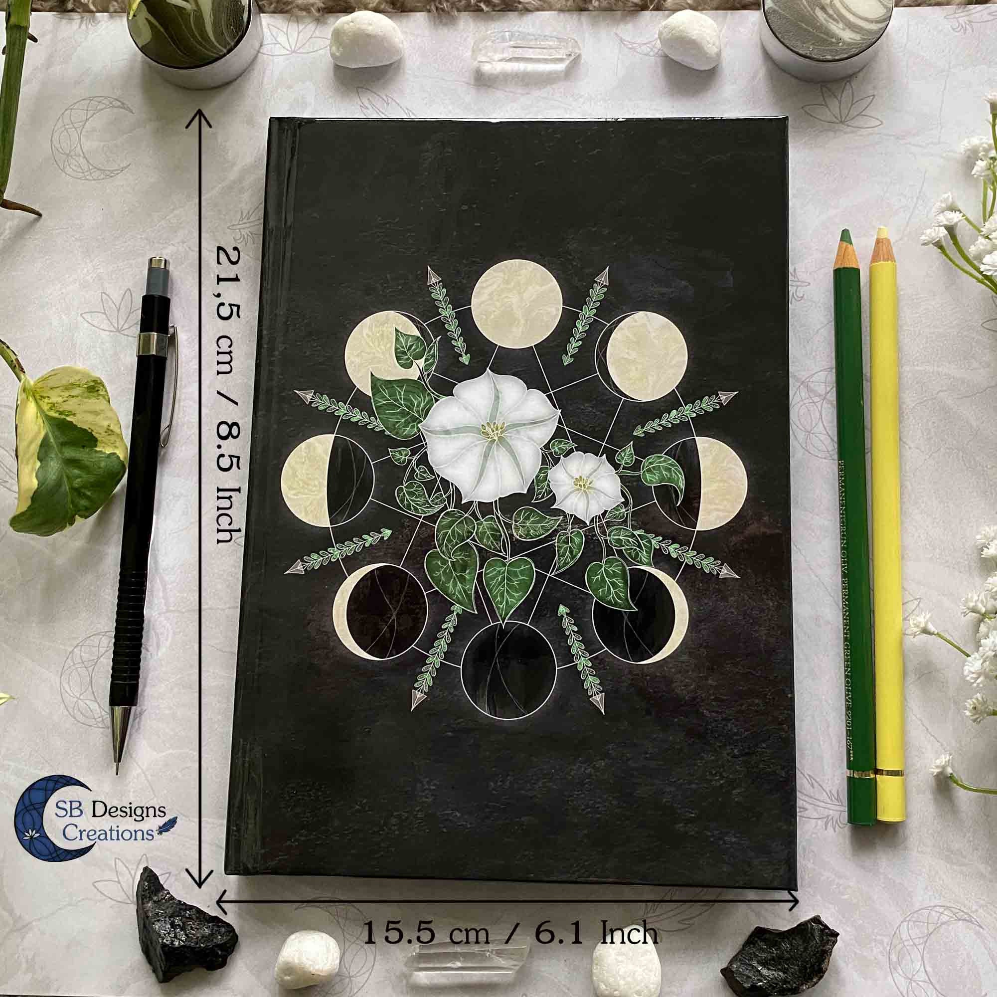 Moon Phases Journal Black Notebook A5 Hardcover Spellbook - Etsy