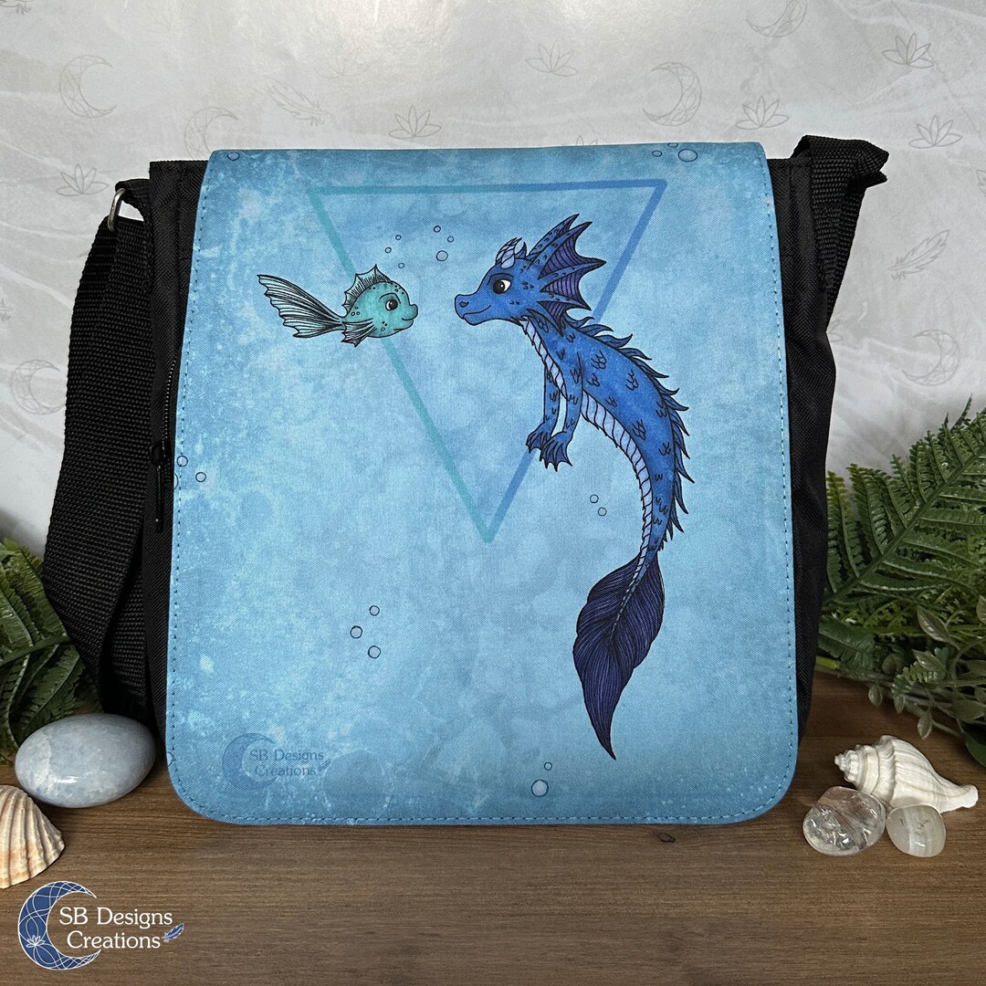 Water Dragon Bag | Fantasy Art Bag | Illustrated Square Bag | Dragon ...