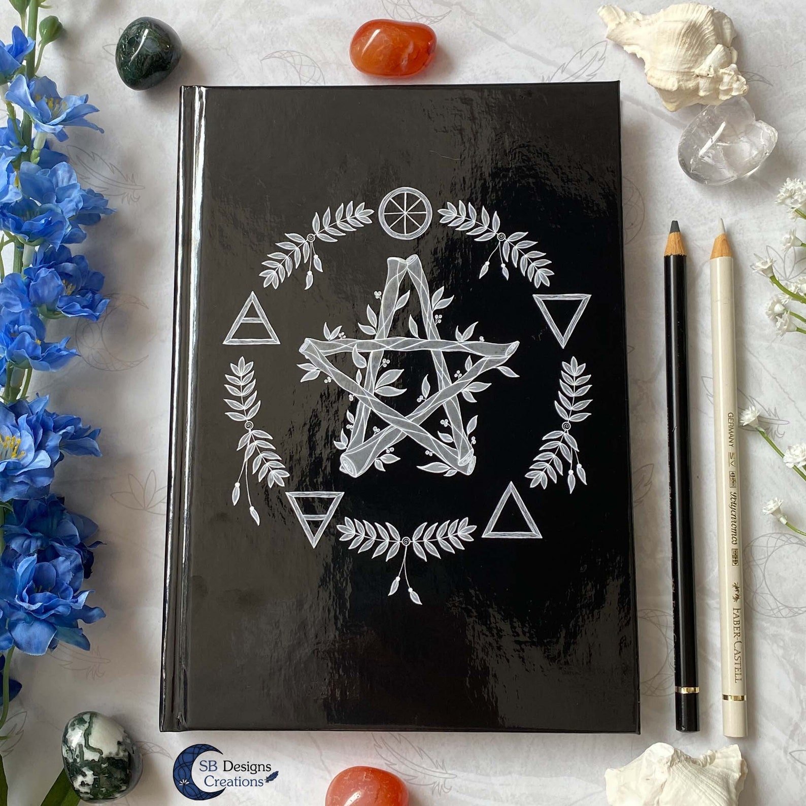 Hard Cover Notebook A5 | Pentagram Journal | Blank or Lined | Black ...
