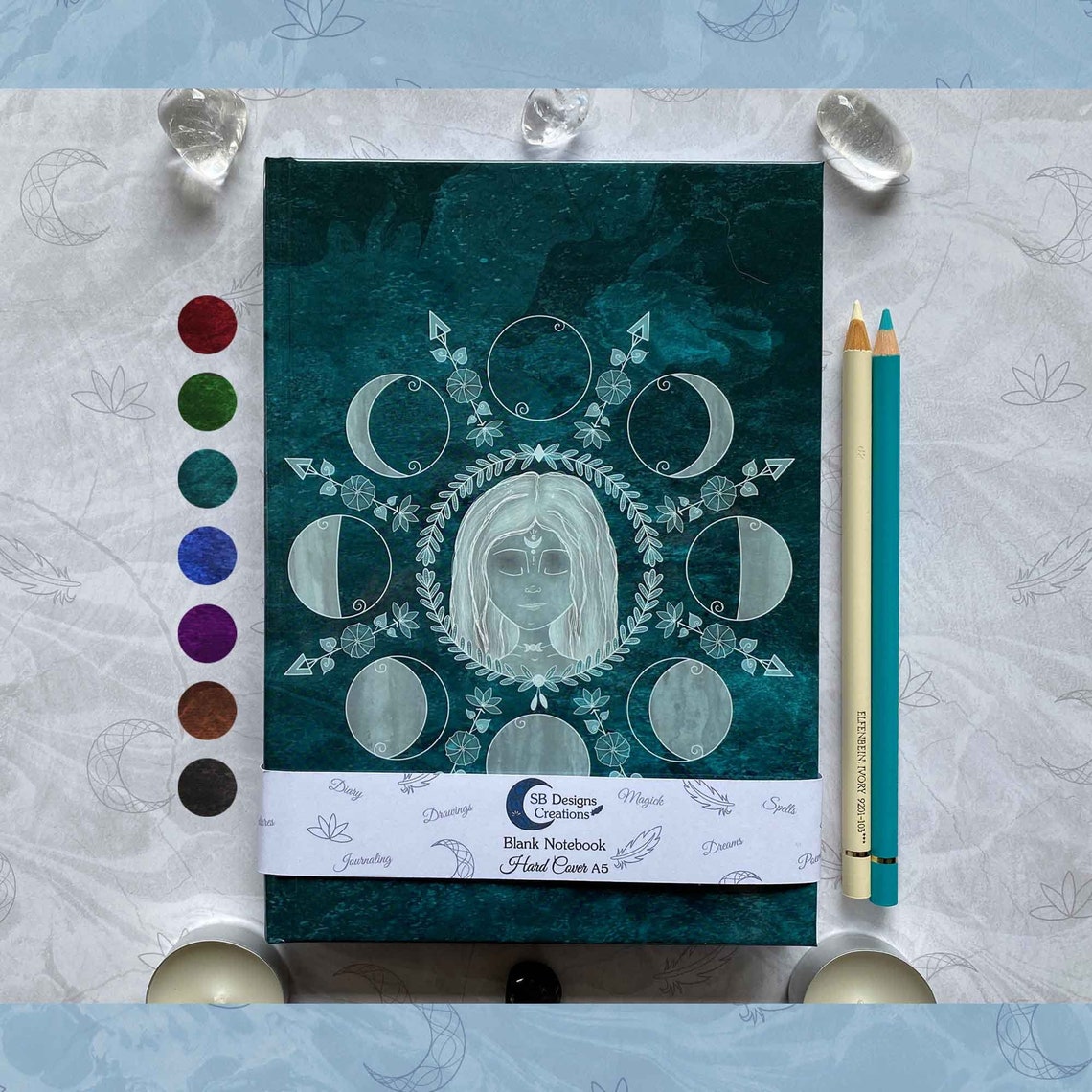 Moon Phases Journal Moongoddess Moon Magic Notebook A5 | Etsy