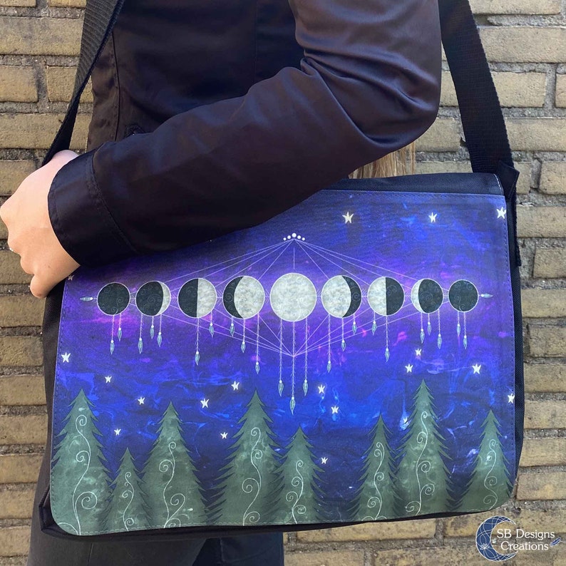 Moon Phases Messenger Bag Moon Cycle Shoulder Bag Witch | Etsy