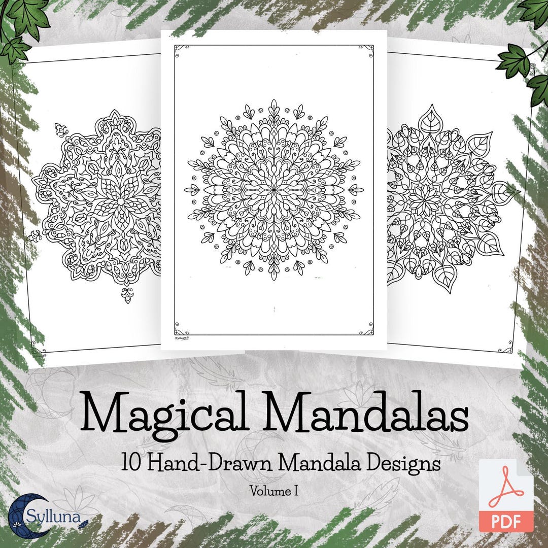 Magical Mandalas, 10 Hand-drawn Mandala Designs, Volume I, Printable A4 ...