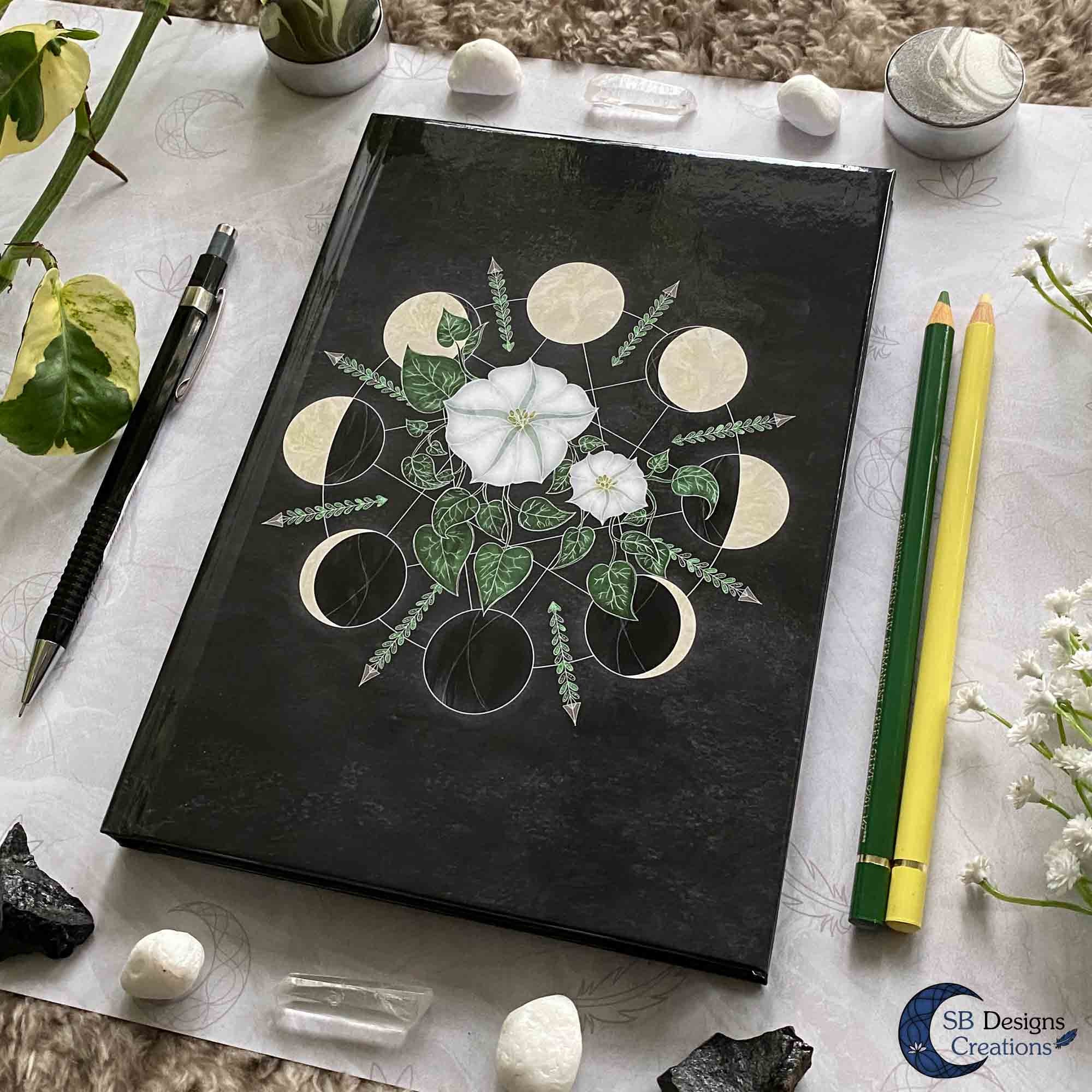 Moon Phases Journal Black Notebook A5 Hardcover Spellbook - Etsy