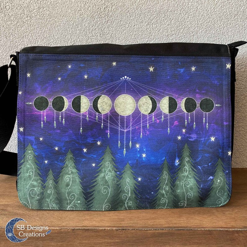 Moon Phases Messenger Bag Moon Cycle Shoulder Bag Witch | Etsy