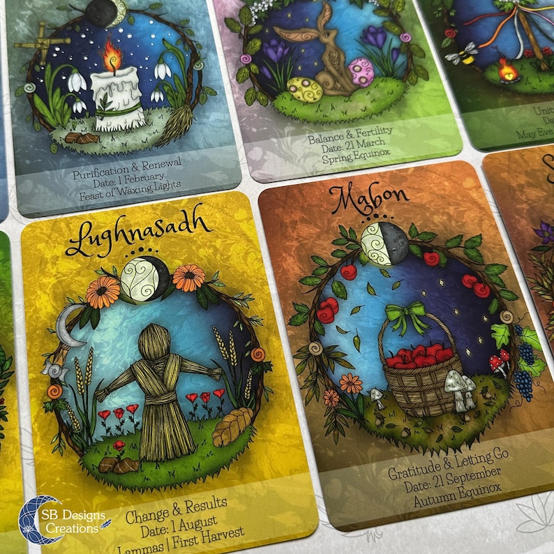 Wheel of the Year Affirmation Cards | Witch Altar Decor (english or ...
