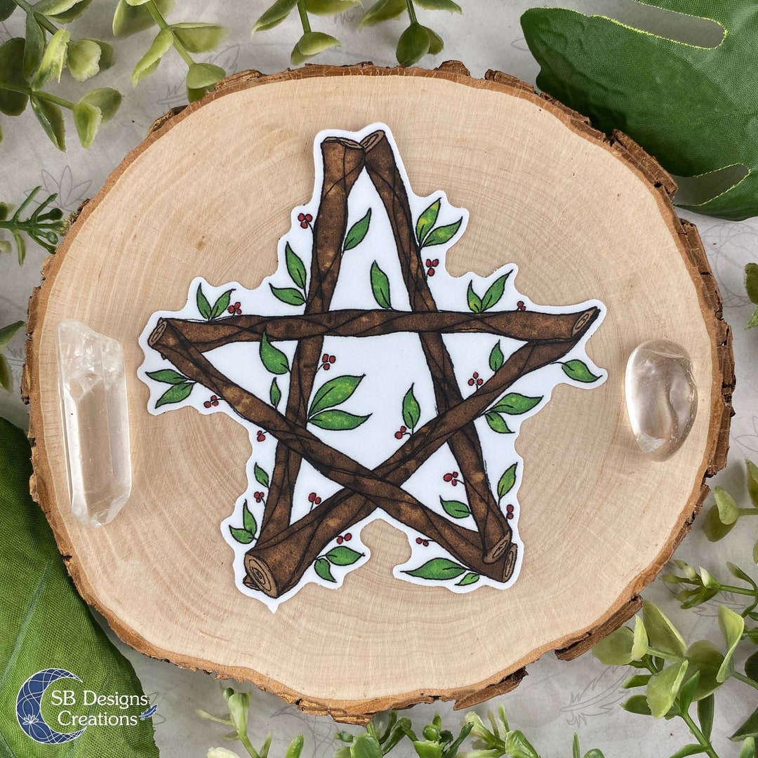 Pentagram Vinyl Sticker Rowan Tree Nature Pentagram Witch Home Pagan ...