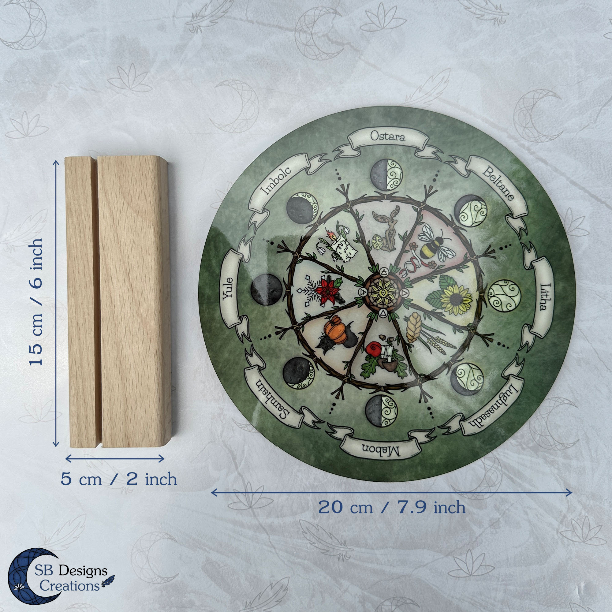 Wheel of the Year Altar Decor Green, Witch Home Decoration, Pagan ...