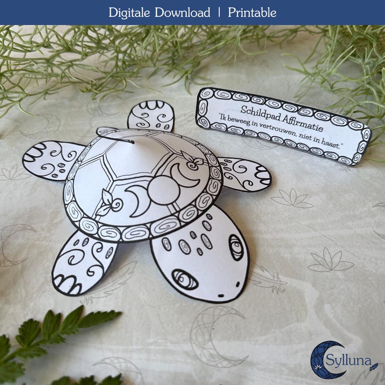 Printable Turtle Spirit Animal With Affirmation Sign | Standing Paper ...
