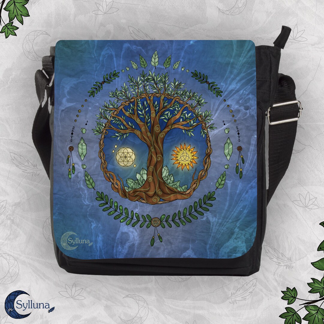 Tree of Life Shoulder Bag | Celtic Pagan Fantasy Art Nature | Blue Bag ...