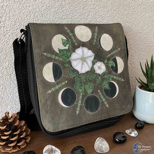 Moonphases Lunar Phases Shoulder Bag| Moonflowers Art Bag | Witch Bag ...