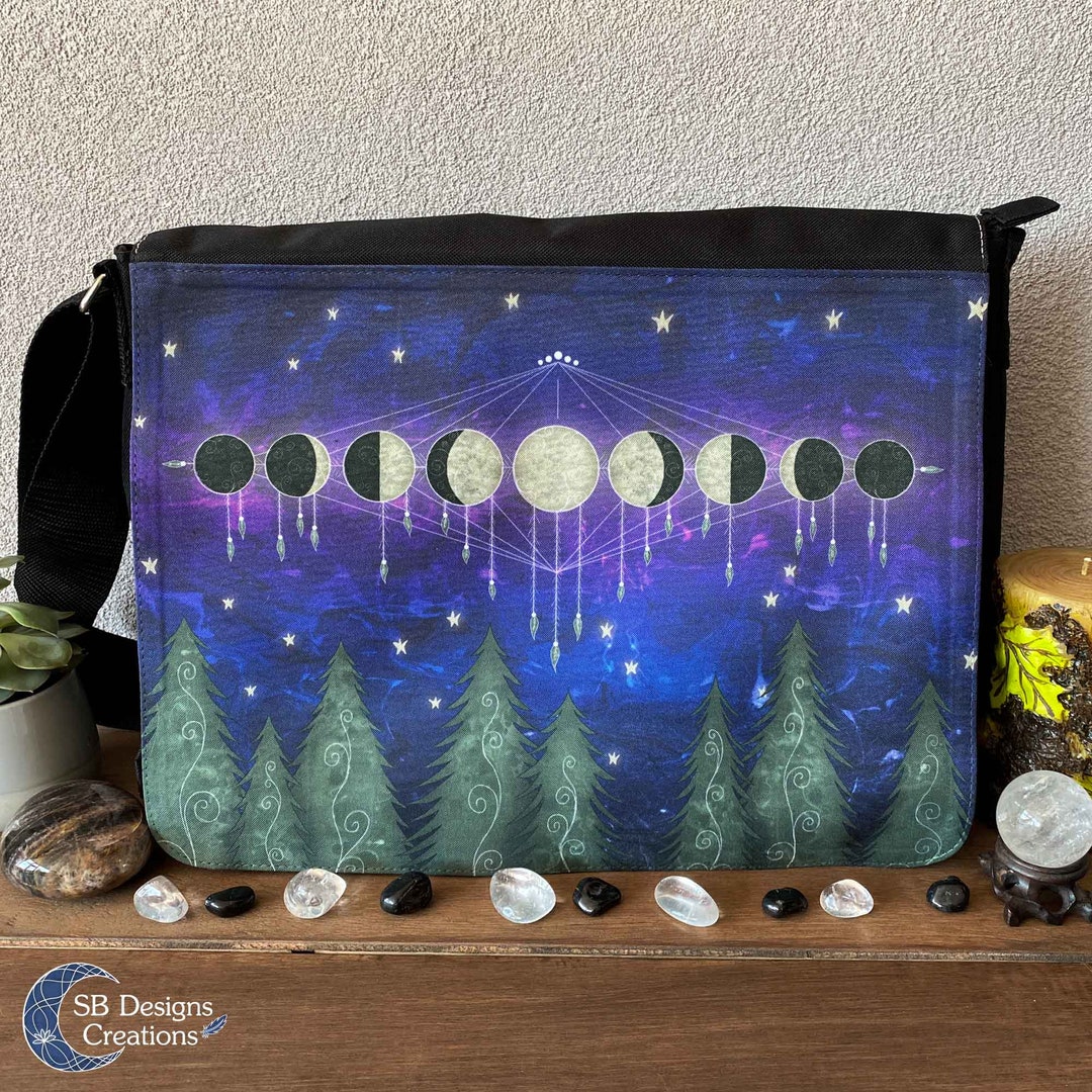 Moon Phases Messenger Bag | Moon Cycle Shoulder Bag | Witch Shoulder ...