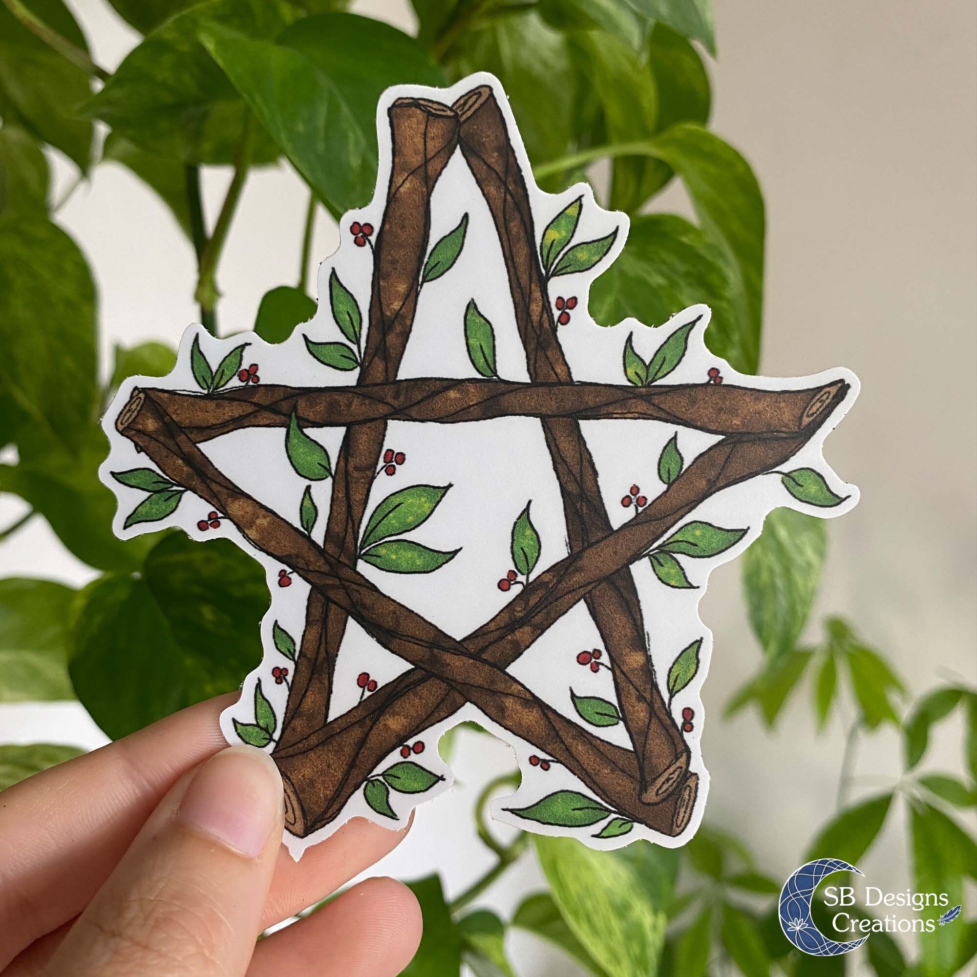 Pentagram Vinyl Sticker Rowan Tree Nature Pentagram Witch | Etsy