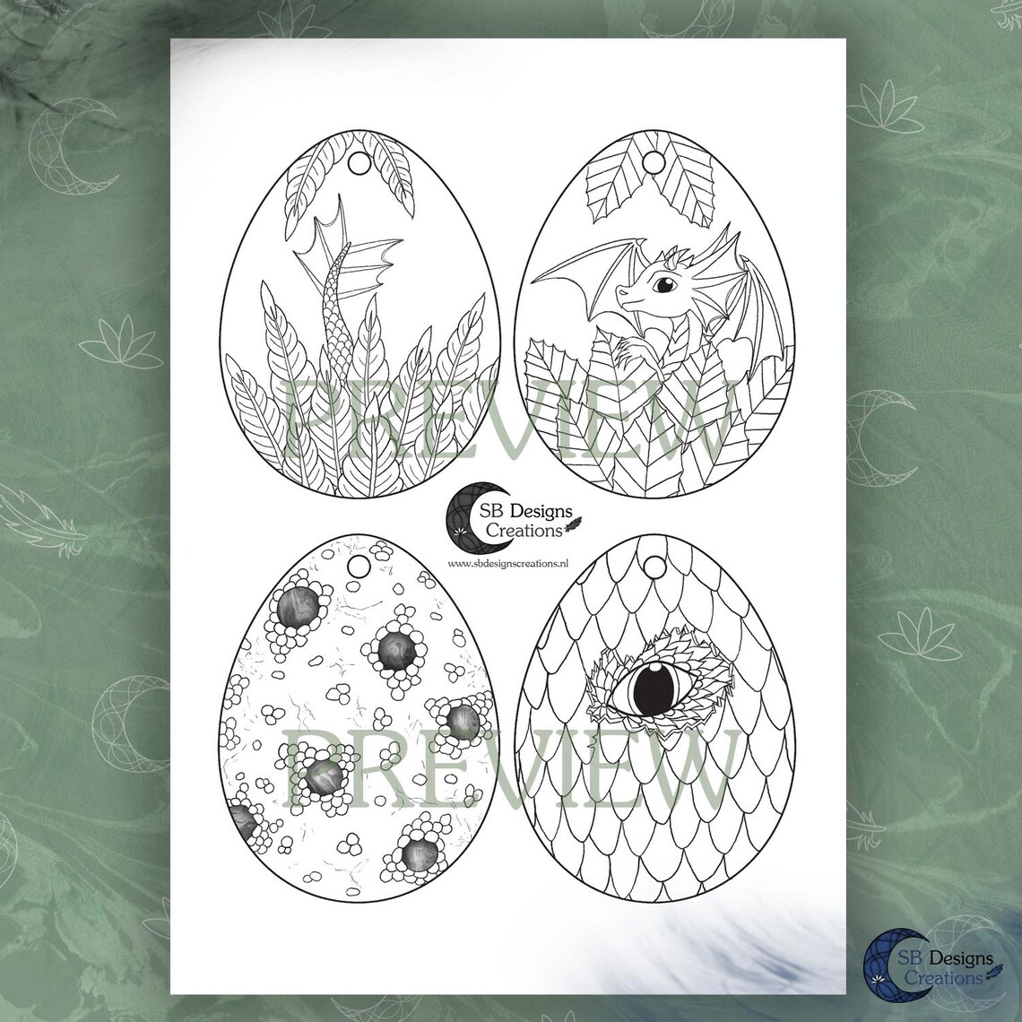 Dragon Egg Ornaments Coloring Page Easter Coloring Pages | Etsy