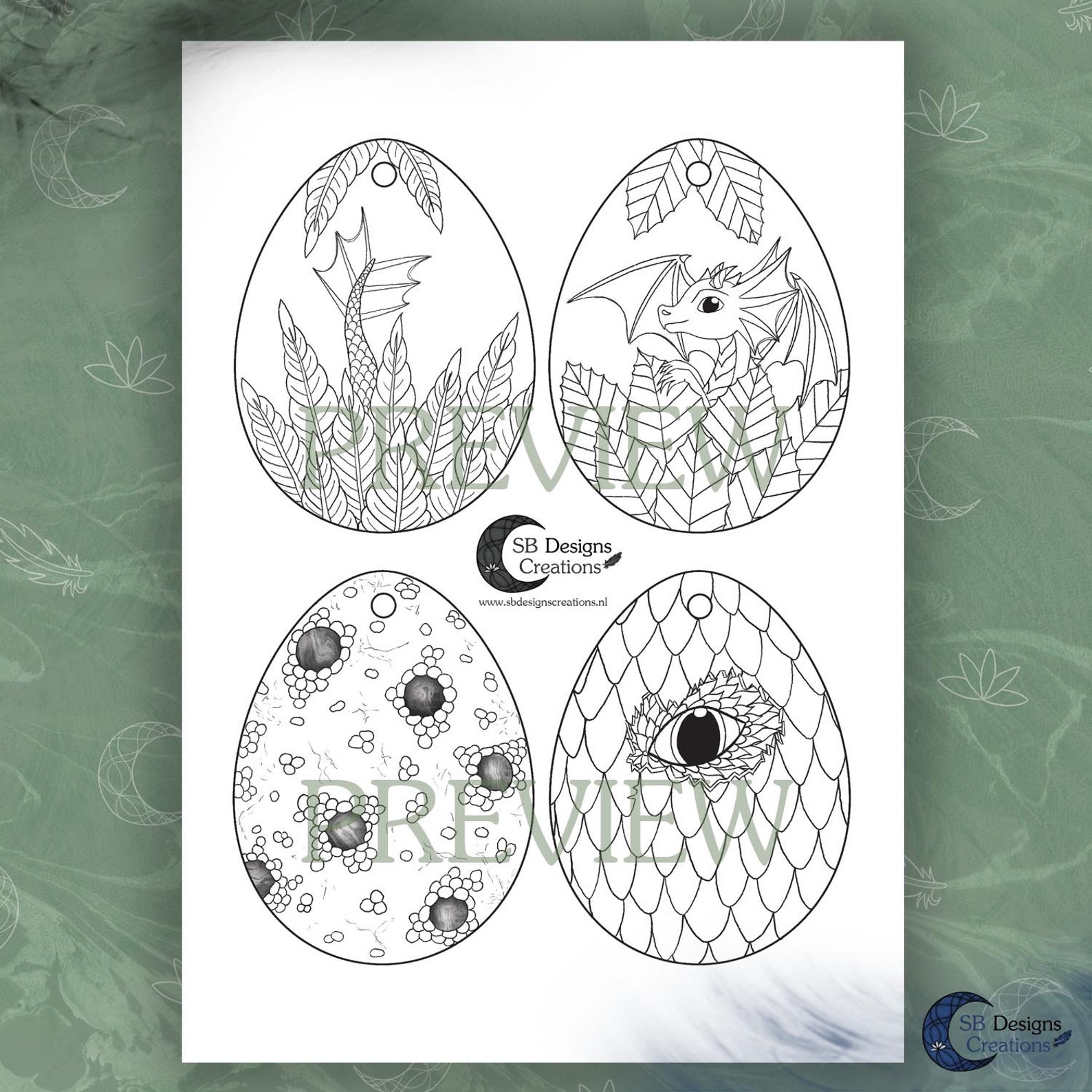 Dragon Egg Ornaments Coloring Page Easter Coloring Pages | Etsy