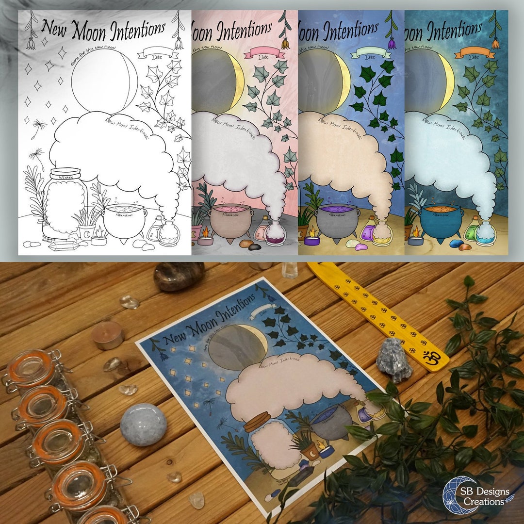 New Moon Intentions, New Moon Worksheet, New Moon Coloring Page, New ...