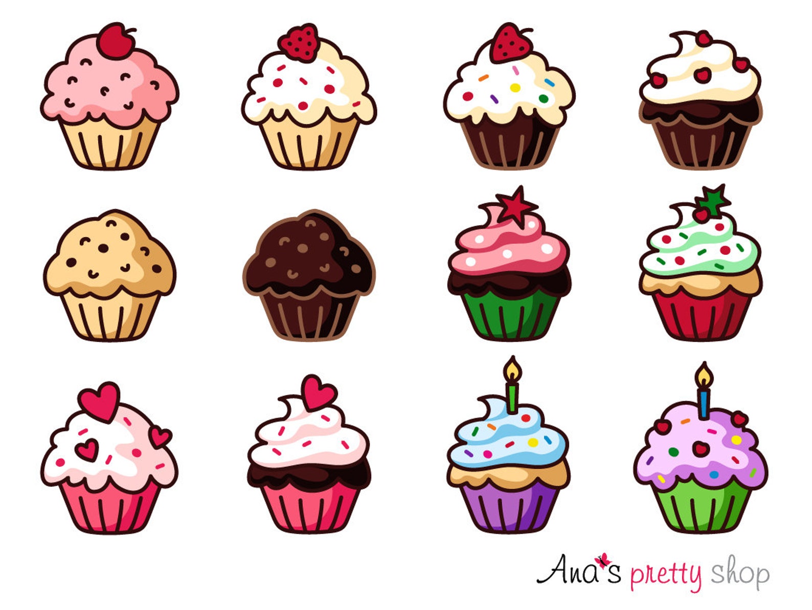 Cupcake Clipart, Vector Graphic, Muffin, Traditional, Cupcake St ...