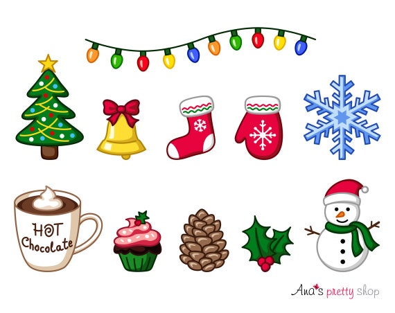 Winter Clipart Christmas Clipart Christmas Tree Snowflake - Etsy