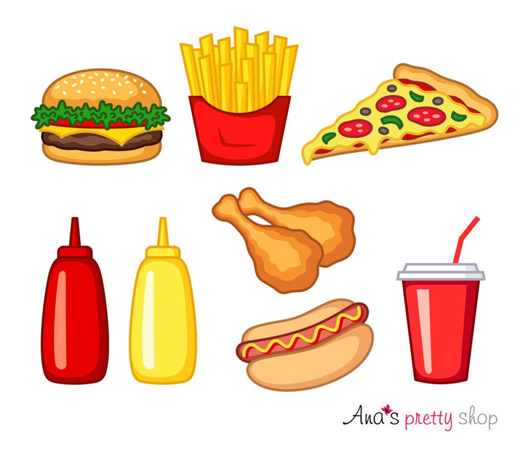 Fast Food Clipart, Hamburger Clipart, French Fries, Pizza, Hot Dog ...
