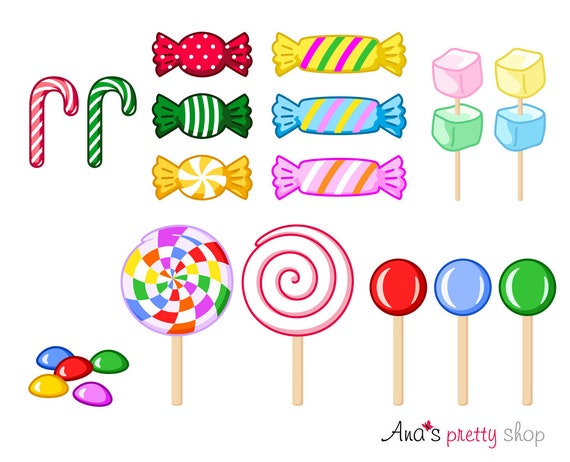 Candy Clipart Sweet Clipart Lollipops Clipart Marshmallow | Etsy