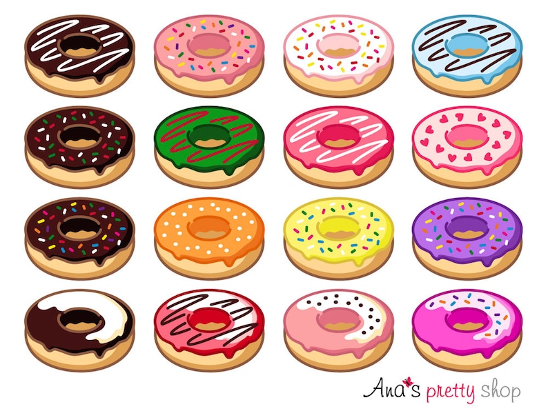 Donut Clipart, Doughnut Clipart, Sweet Clipart, Dessert Clipart, Pastry ...