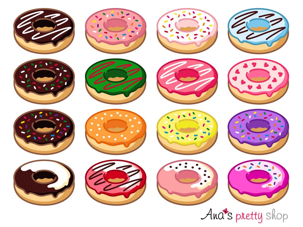 Donut Clipart, Doughnut Clipart, Sweet Clipart, Dessert Clipart, Pastry ...