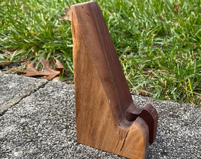 Phone Stand With Cord Access Walnut Hand Carved - Etsy