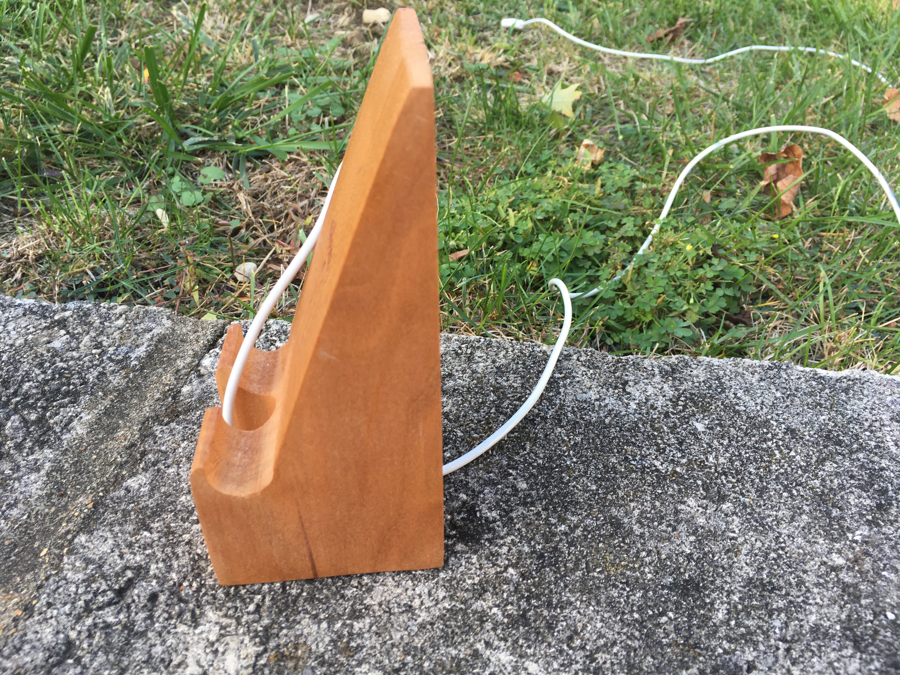 Ohio Phone Stand With Cord Access Athens Wood Phone | Etsy