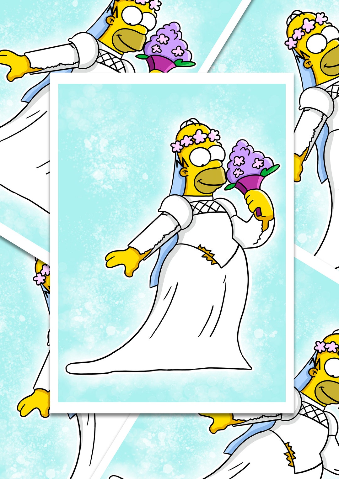 Homer in a Wedding Dress. Blue 5 X 7 Greeting Card - Etsy