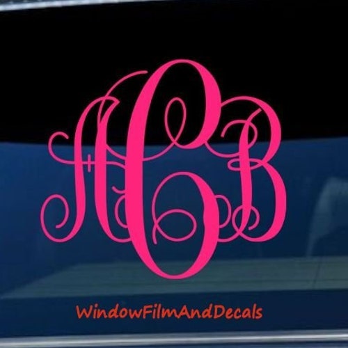 Custom Monogram Car Window Decal Vine Font Personalized - Etsy