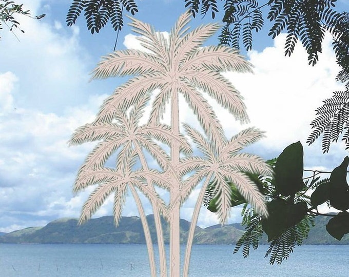 Palm Trees Center Oval Static Cling Window Decal 21 X 33 Clear W/white ...