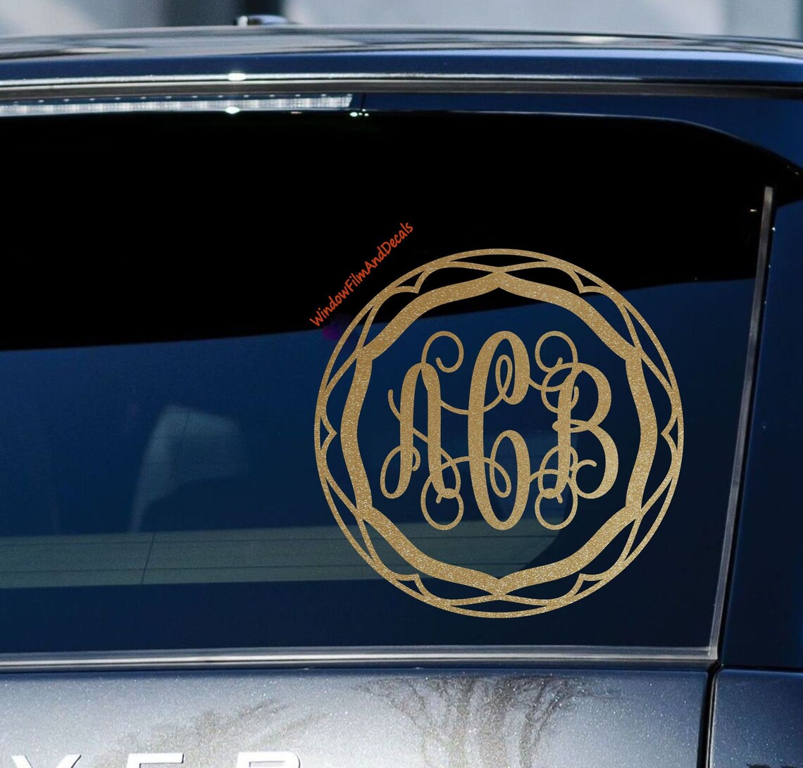 Glittery Custom Pretty Frame Monogram Car Window Decal Vine - Etsy