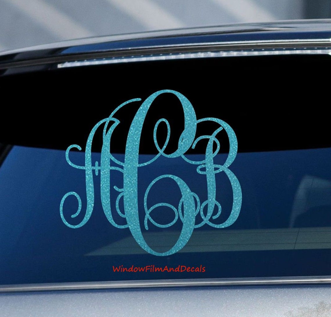 Glittery Custom Monogram Car Window Decal Vine Personalized - Etsy