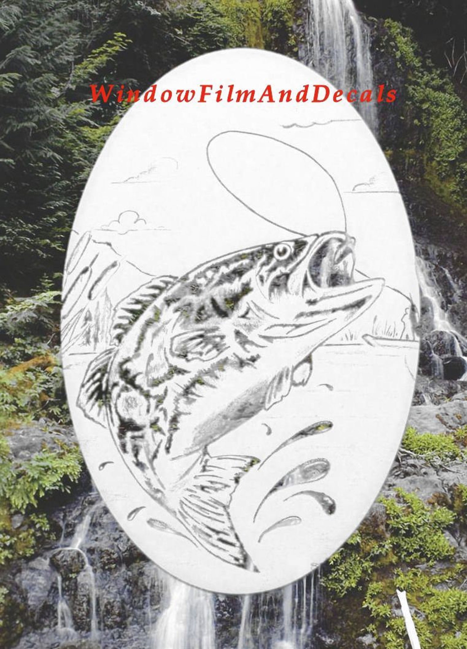 Bass Scene Oval Static Cling Window Decal 4 X 6 - Etsy