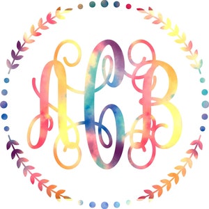 Pastel Watercolor Custom Circle Monogram Car Truck Window Decal - Pink ...