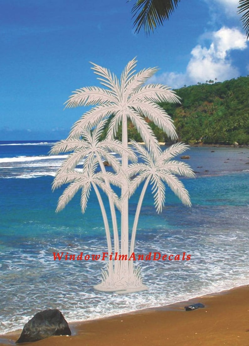 Palm Trees Center Oval Static Cling Window Decal 10.5 X | Etsy