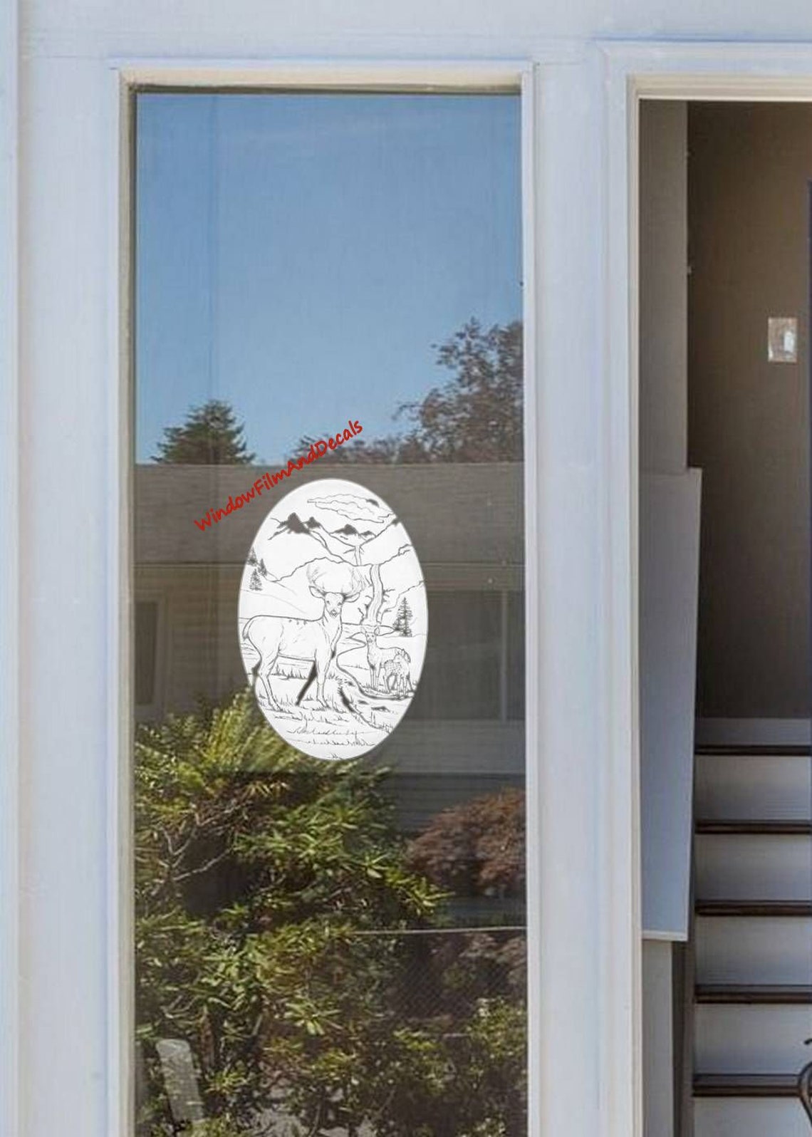 Deer Scene Oval Static Cling Window Decal 8 X 12 - Etsy