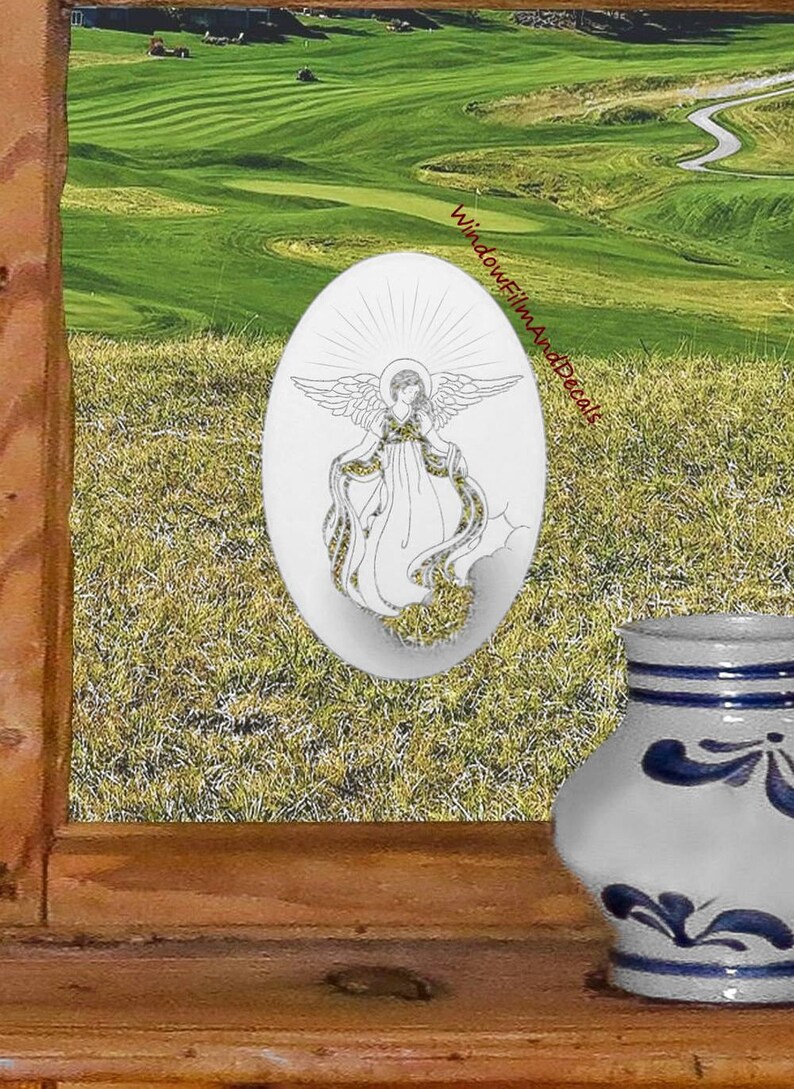Angel Oval Static Cling Window Decal 4 X 6 White - Etsy